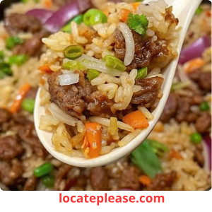 Onion Beef Fried Rice Recipe - LocatePlease