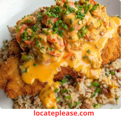 Fried Catfish Over Dirty Rice with Cajun Crawfish Cream Sauce ...